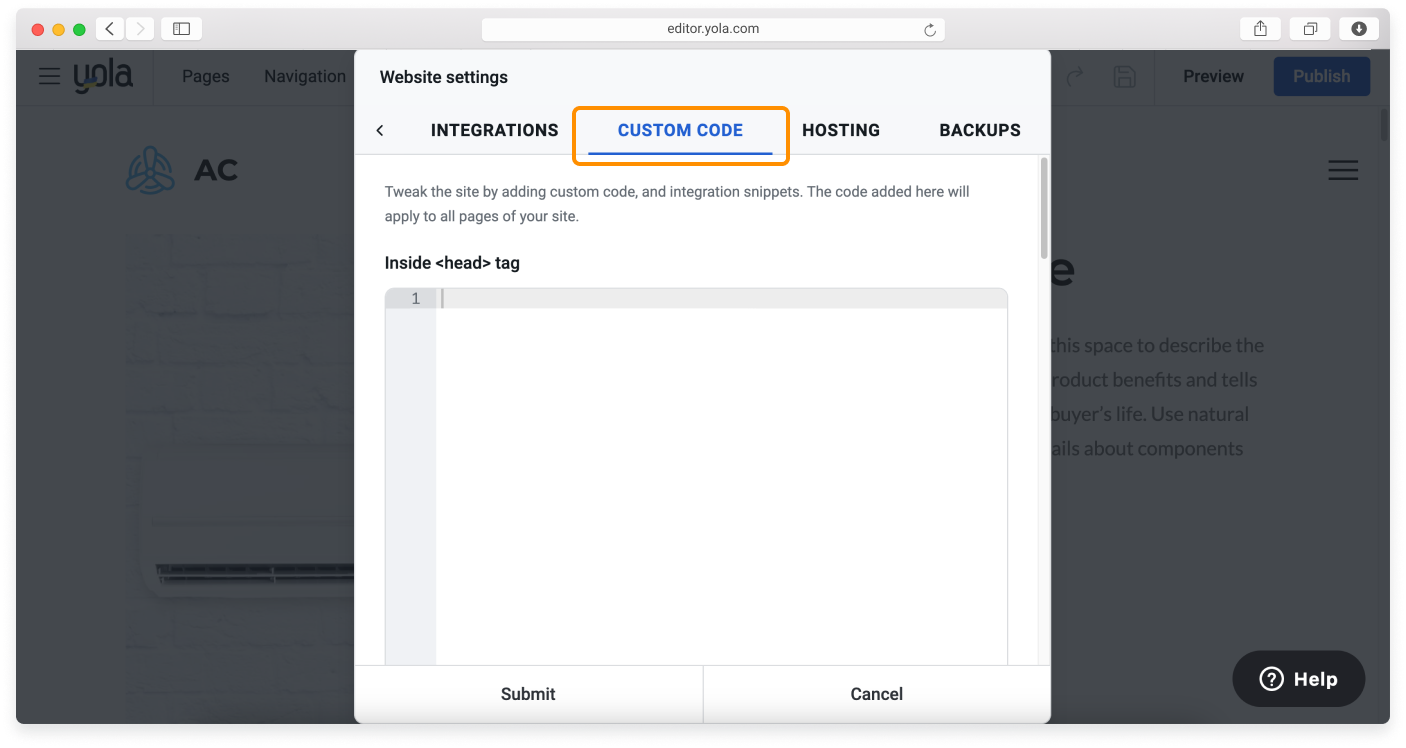 Adding custom code to your site – Sitebuilder+ Adding custom code to your site – Sitebuilder+