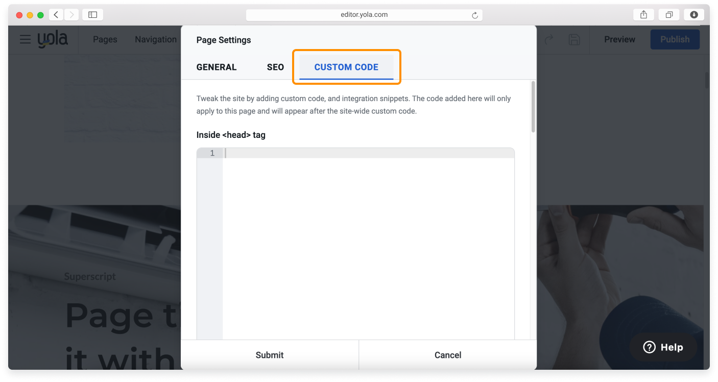 Adding custom code to your site – Sitebuilder+ Adding custom code to your site – Sitebuilder+