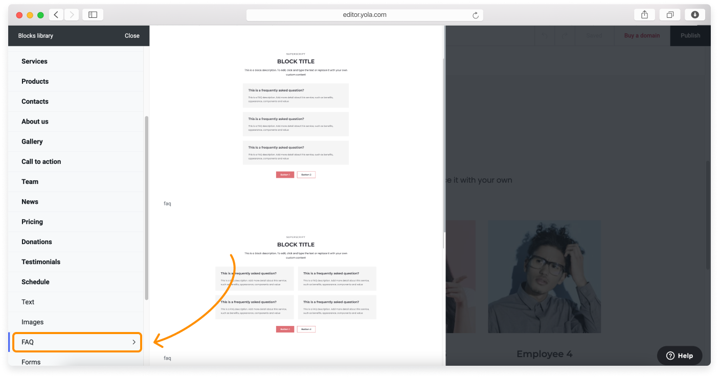 FAQ block – Sitebuilder+
